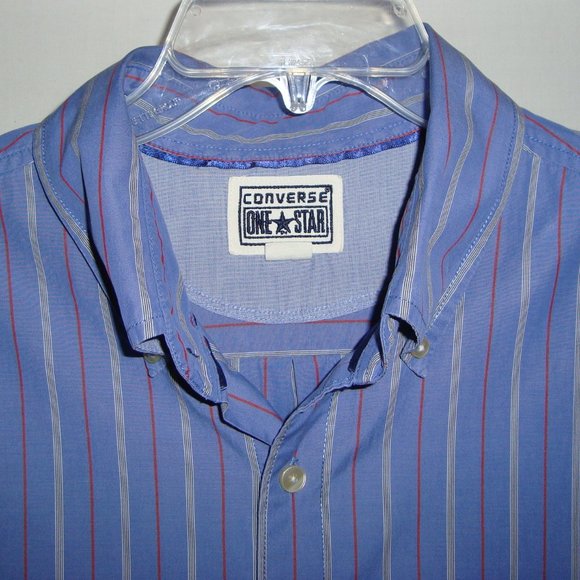 Converse | Shirts | Converse One Star Blue Striped Shirt | Poshmark